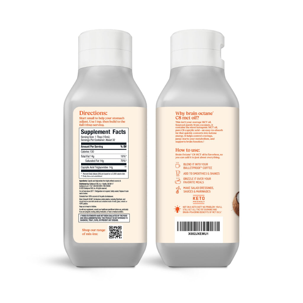 Brain Octane C8 MCT Oil - 16 oz | Keto | Bulletproof