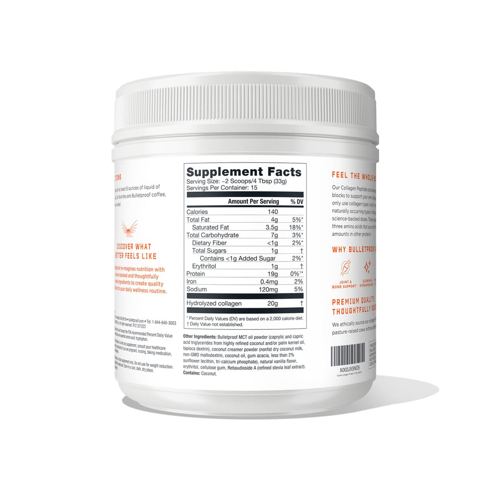 Vanilla Collagen Peptides Powder, 17.6oz | Bulletproof